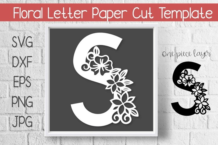 Floral Letter S Paper Cut Template
