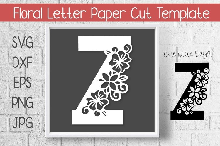 Floral Letter Z Paper Cut Template
