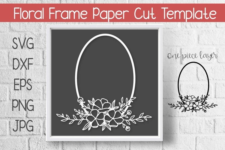 Floral Oval Paper Cut Frame