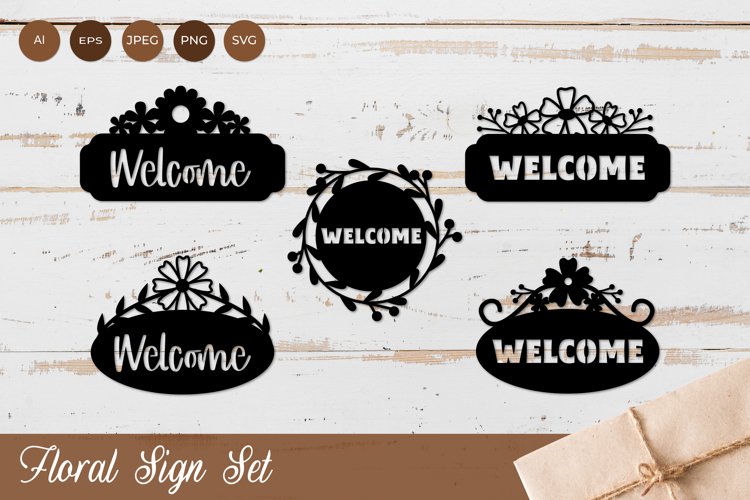 Floral Welcome Sign SVG Set