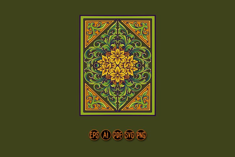 Floral symphony masterful engravings with beautiful ornament