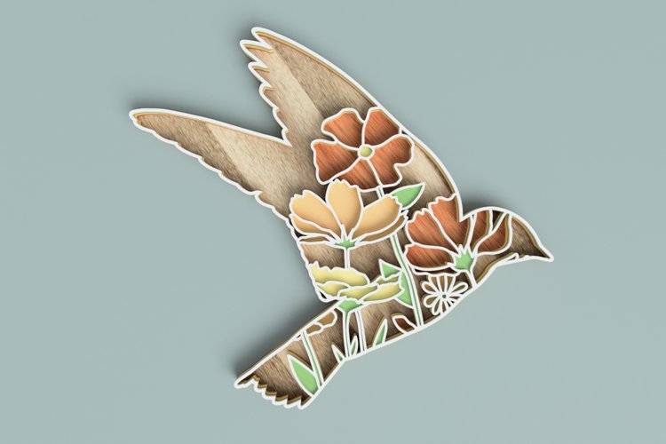 Layered Floral Bird Laser Cut File| Layered SVG
