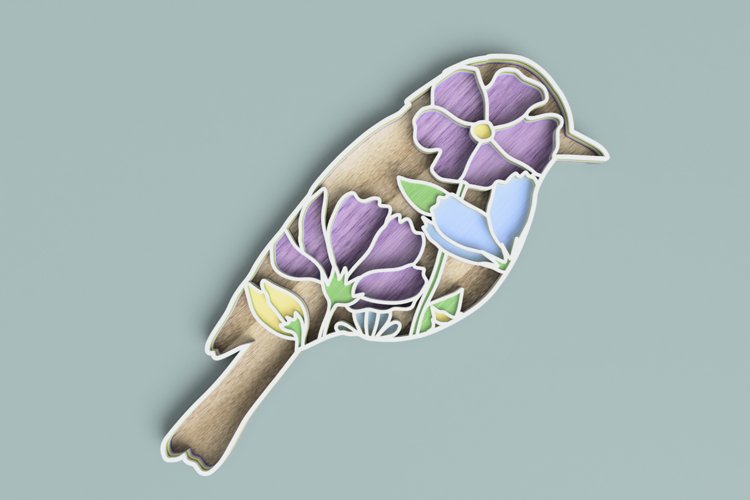 Layered Floral Bird Laser Cut File| Layered SVG