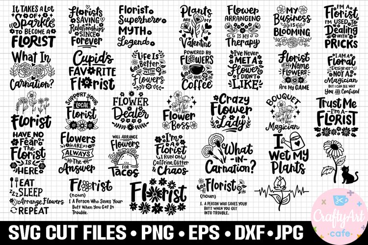 Florist SVG PNG EPS DXF JPG Bundle Cricut Cut Files