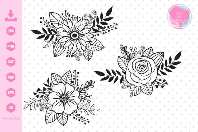 Flower SVG, Floral bouquet svg, flower bundle svg.