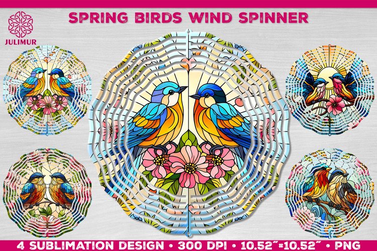 Spring Birds Wind Spinner Sublimation Template (4936024)