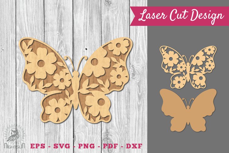 Flower Butterfly Laser Cut Decoration SVG 1