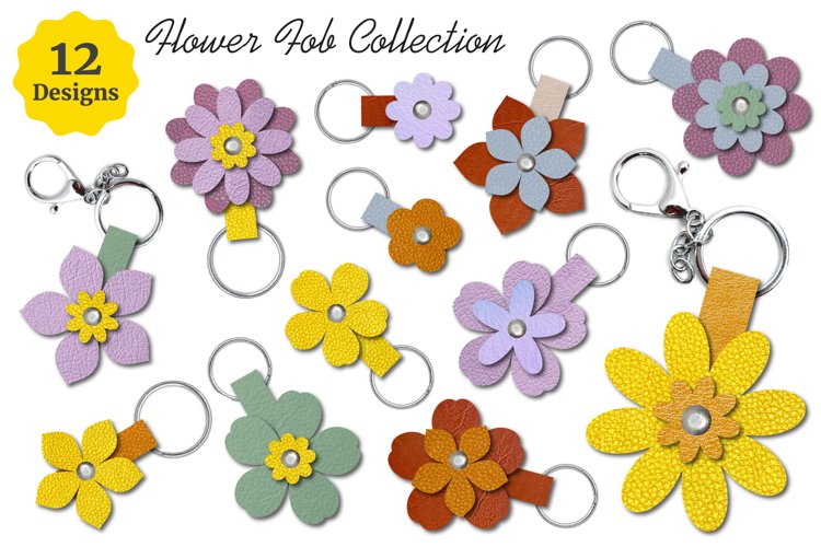 Key Fob SVG Faux Leather Keychain Template 1853984 