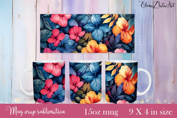 Flowers Mug Sublimation, Floral Design Mug (5181535)