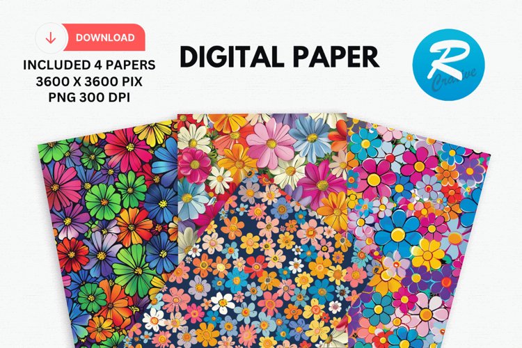 Flowers Digital Paper, Flowers Background