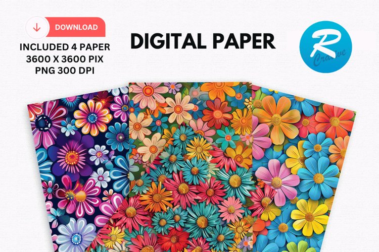 Flowers Digital Paper, Flowers Background