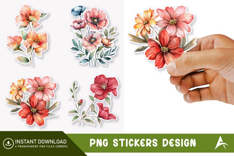 Flower Printable Sticker Clipart,Botanical Sticker