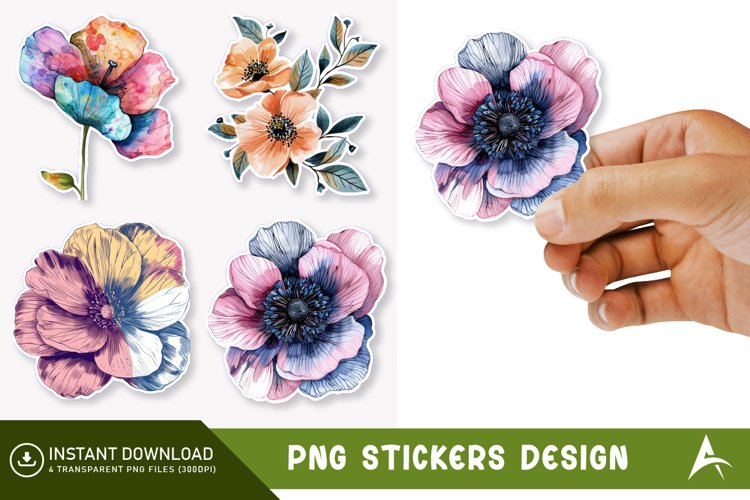 Flower Printable Sticker Clipart,Botanical Sticker