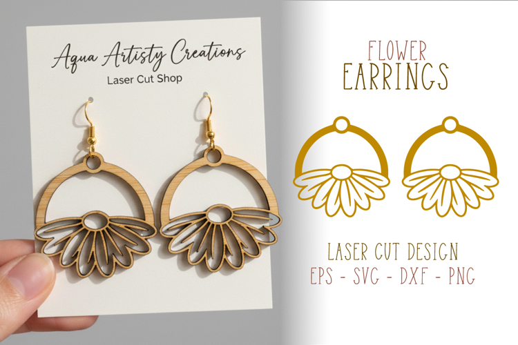 Hanging Flower Earrings Laser Cut Template