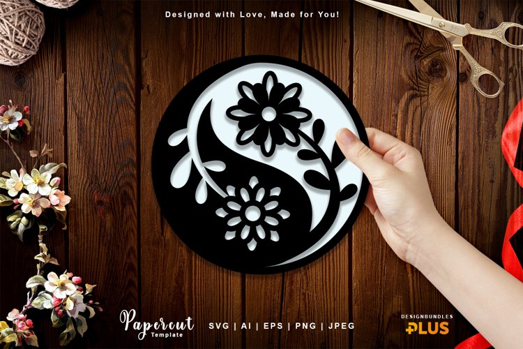 Ligulate Flower Yin Yang Symbol Papercut
