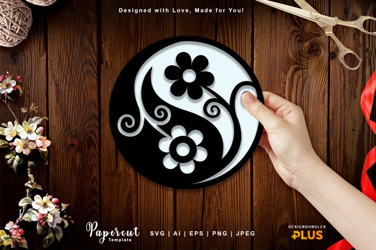 Radial Flower Yin Yang Symbol Papercut