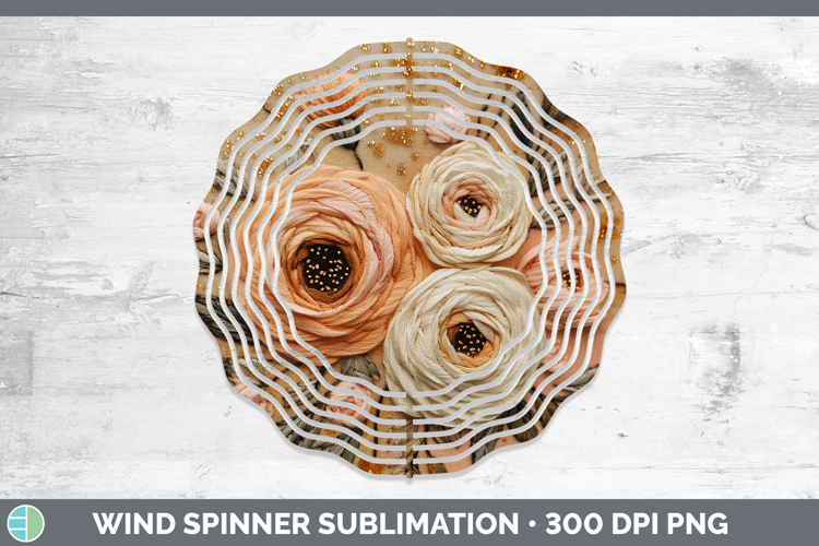 Flowers 01 Embroider Ranunculus Wind Spinner Sublimation Spi