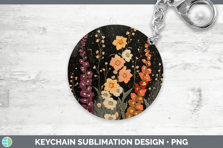 Flowers 01 Embroider Snapdragon Keychain Sublimation Keyring