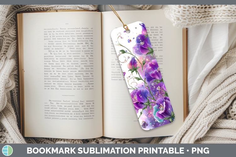 Flowers 01 Rainbow Summer Sweet Pea Bookmark Sublimation Pri