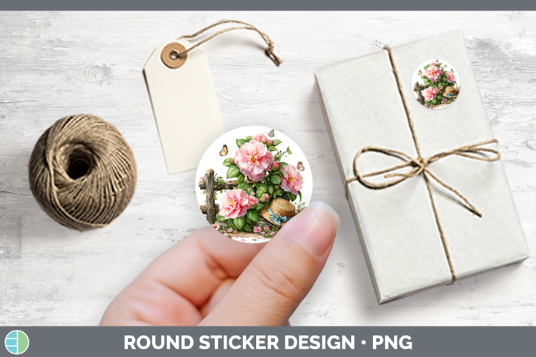 Flowers 02 Bandana Summer Camellia Stickers | Round Labels D