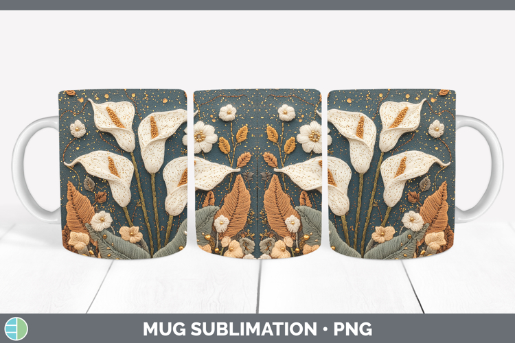 Flowers 03 Embroider Calla Lily Mug Wrap Sublimation Coffee