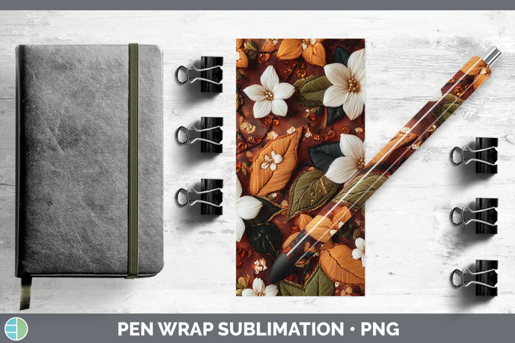 Flowers 03 Embroider Jasmine Pen Wrap Sublimation Pen Design