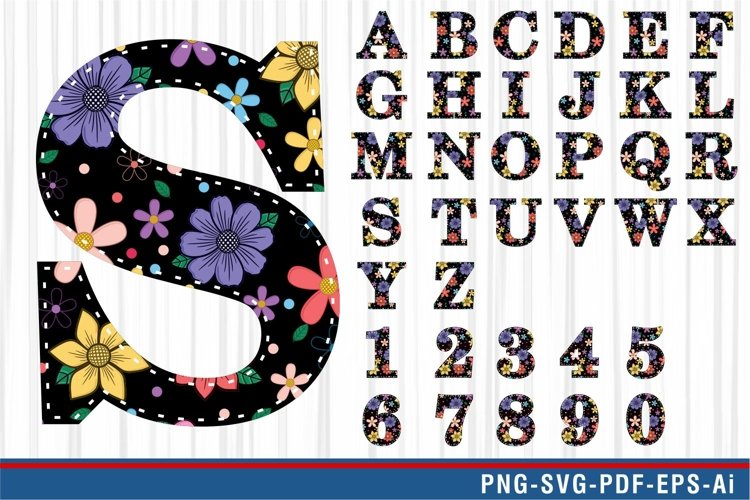 Flowers Alphabet Monogram Letters SVG, Floral Font SVG Set