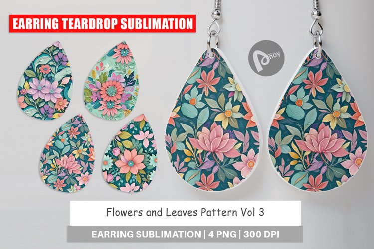 Teardrop earrings sublimation designs bundle