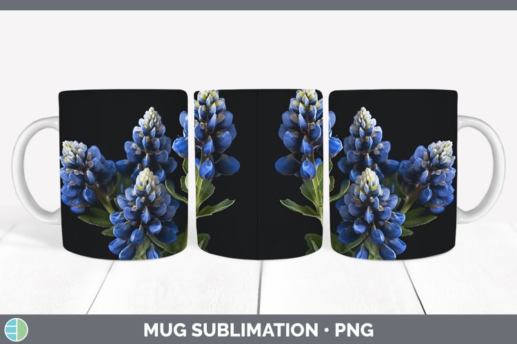 Flowers Bluebonnet Mug Wrap Sublimation Coffee Cup Designs