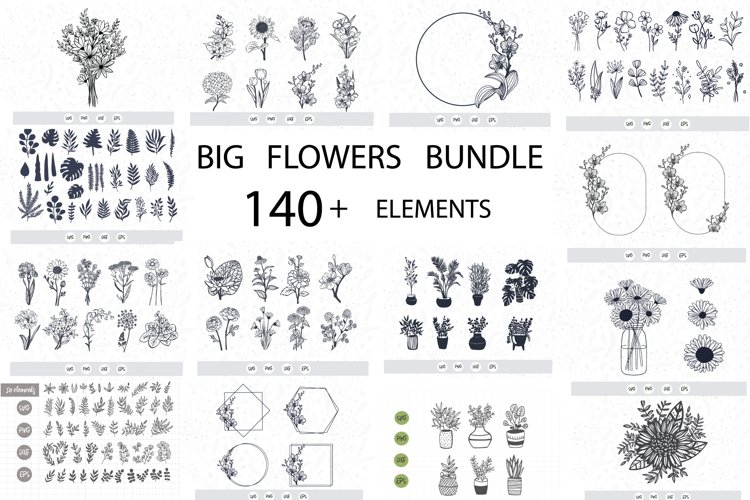 flowers bundle/ big set bundle (1606805) | SVGs | Design Bundles