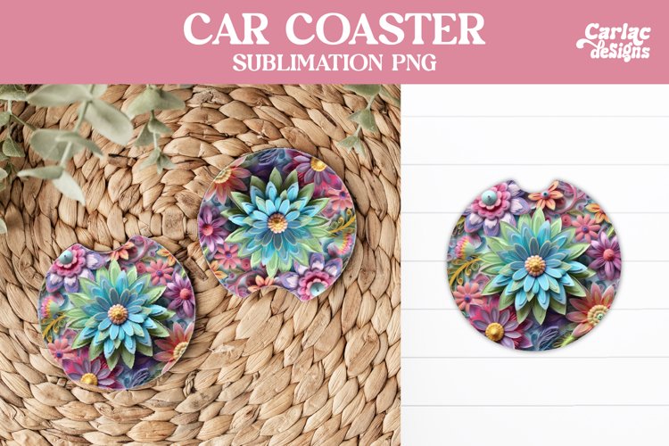 Flowers Car Coaster, 3D Car Coaster