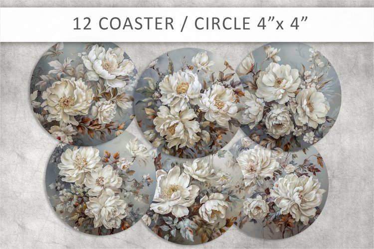 Flowers round coaster, Collage Sheet
