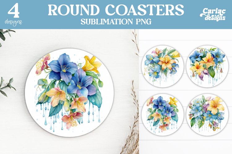 Flowers Coaster Sublimation, Colorful coasters