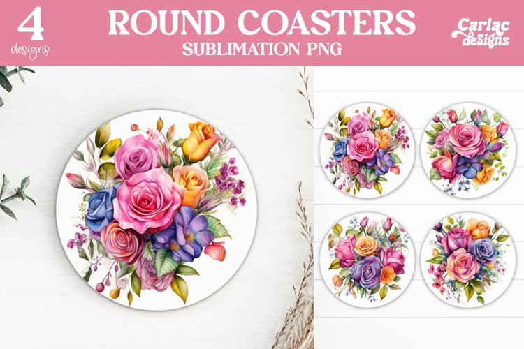 Flowers Coaster Sublimation, Colorful coasters