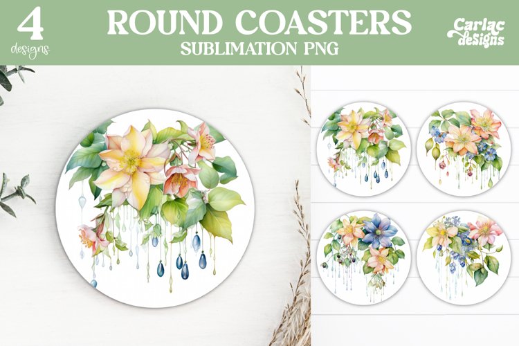 Flowers Coaster Sublimation, Colorful coasters