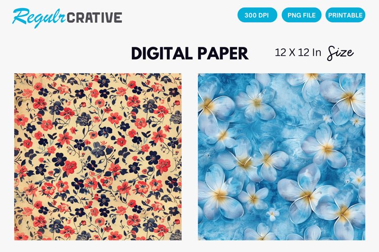 Flowers Digital Paper , Flowers Seamless Pattern