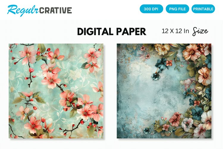 Flowers Digital Paper , Flowers Seamless Pattern