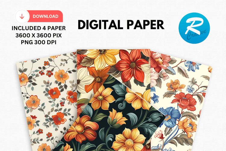 Flowers Digital Paper, Flowers Background