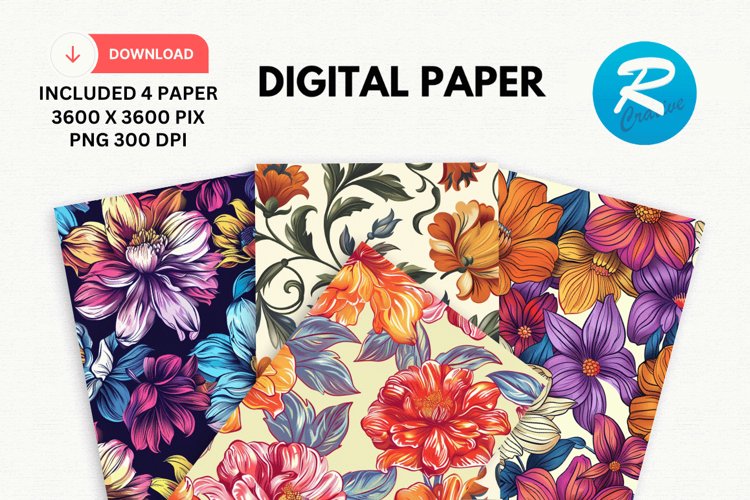 Flowers Digital Paper, Flowers Background