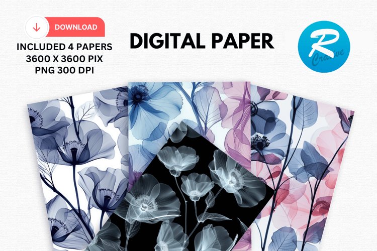 Flowers Digital Paper, Flowers Background