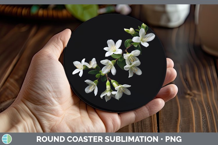 Flowers Jasmine Round Coaster Sublimation Coaster Designs