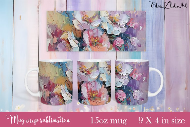 Flowers Mug Sublimation, Floral Design Mug (5195229)