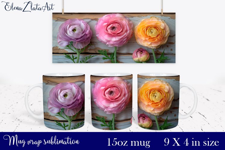 3d flowers Mug Sublimation, Floral Design Mug (4203444)