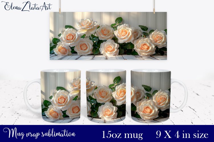 3d flowers Mug Sublimation, Floral Design Mug (4203455)