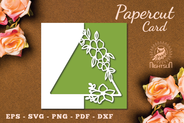 Flowers Papercut Card Template SVG (6536407)