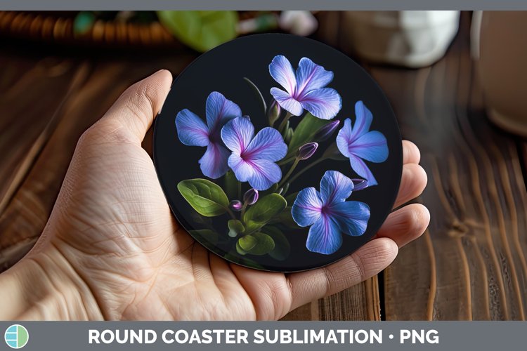 Flowers Periwinkle Round Coaster Sublimation Coaster Designs