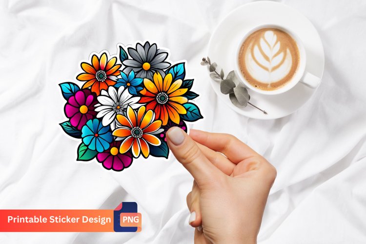 Flowers Round Sticker, Botanical Round Sticker