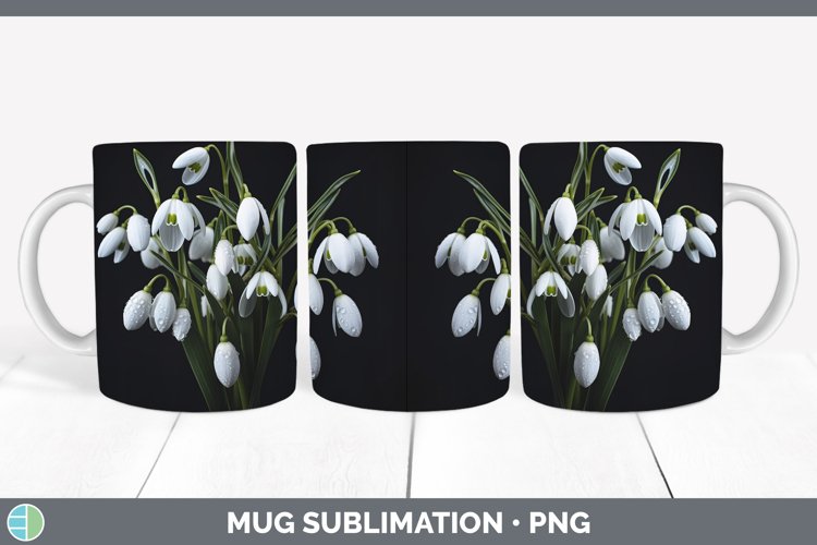 Flowers Snowdrop Mug Wrap Sublimation Coffee Cup Designs