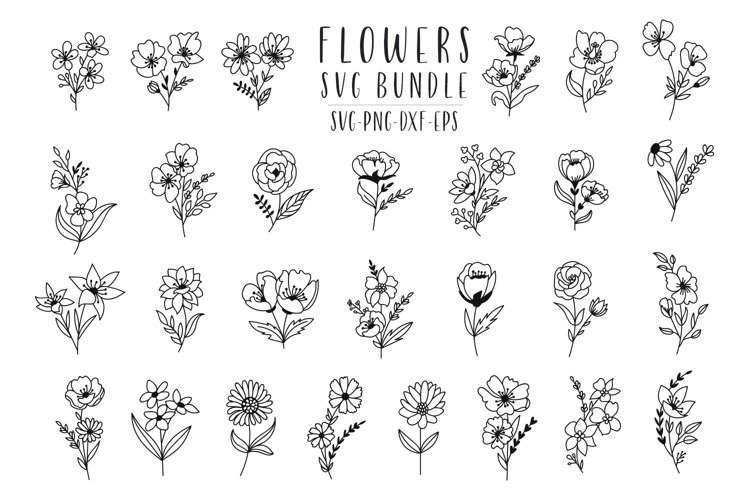 Flowers SVG Bundle - Botanical SVG - Florals (1770441)