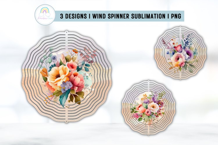Flowers Wind Spinner Sublimation Design (2575988)